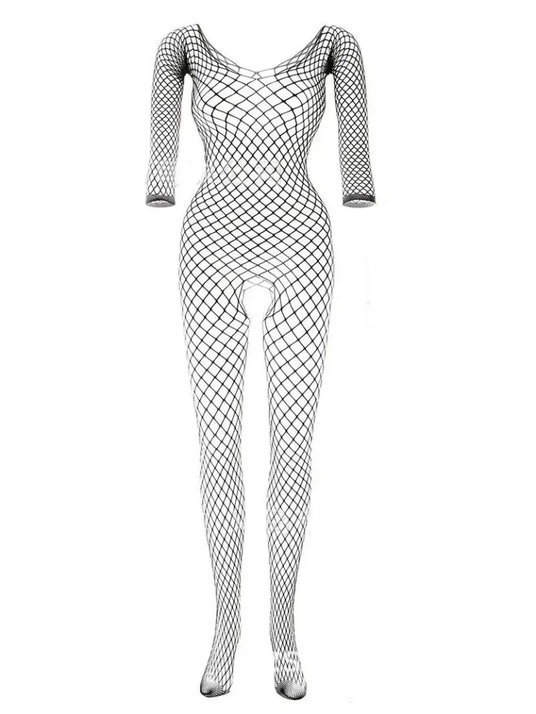 Sheer Mesh Long Sleeve Bodysuit Free Shipping 